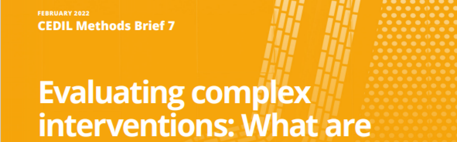 Evaluating complex interventions: What are appropriate methods ...